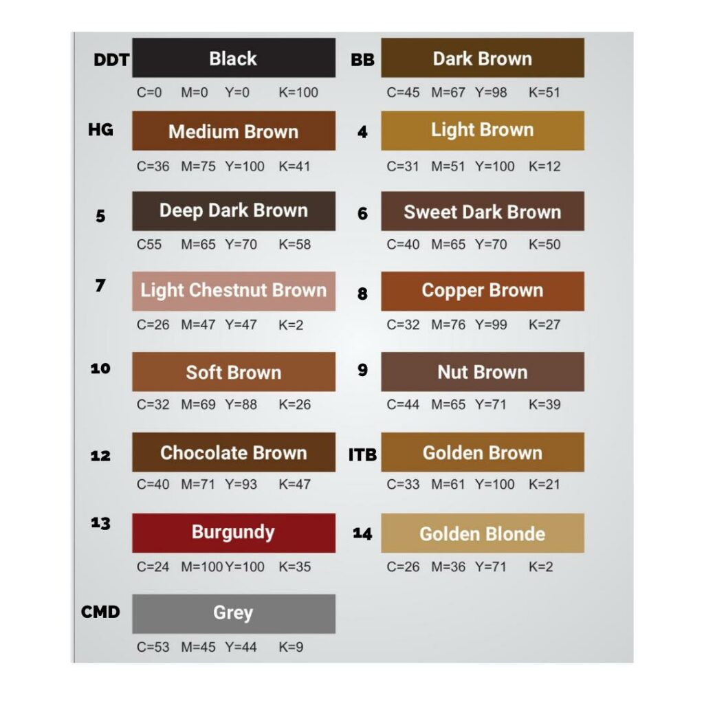 Henna Color Chart - Lash Up PRO